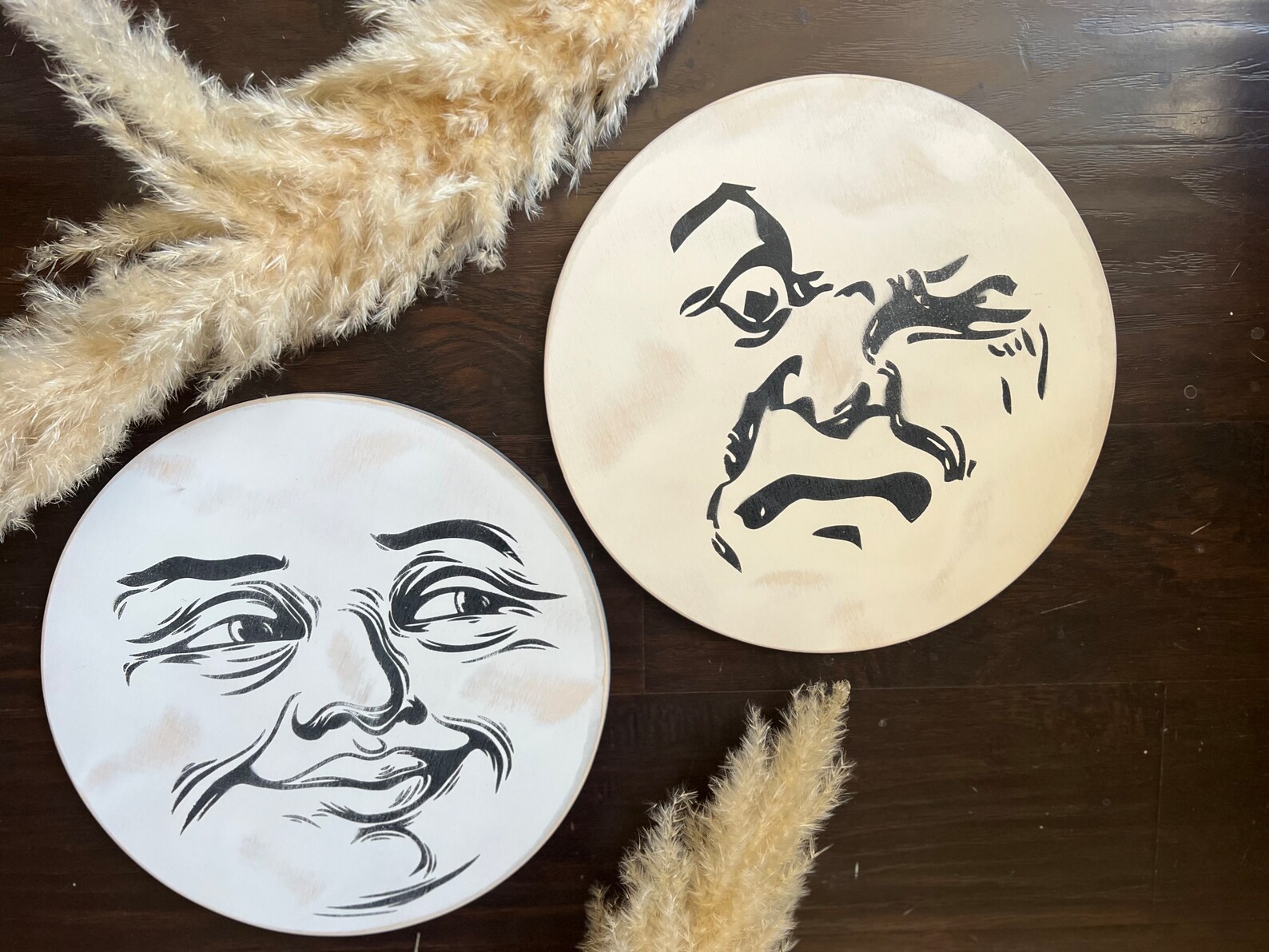 Angry Moon Face Wood Sign, Size Variations Available. Halloween Decor ...