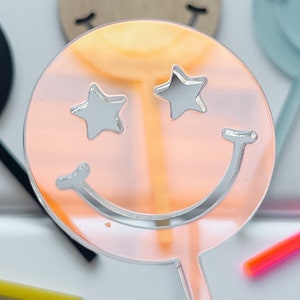 Smiley Face Cupcake Topper Retro Smiley Face Party Decor Happy Face Cup ...