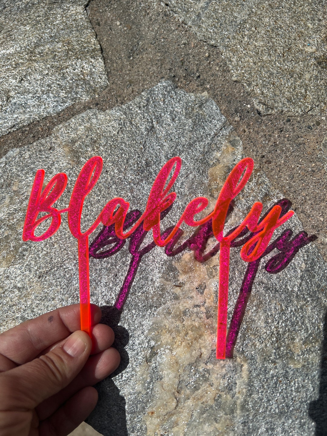 Hot Pink Name Cake Topper Fluorescent Pink Neon Name Custom Cake Topper ...