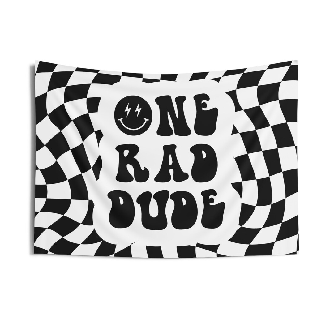 Black Checker One Rad Dude Backdrop Banner Custom Rad Dude First ...