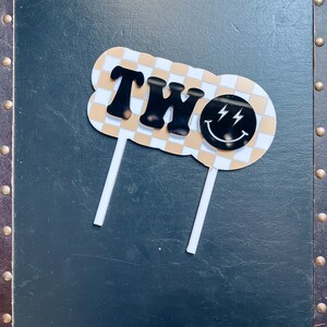 Checker Number Cake Topper Neutral Checker Print Cake Number Topper ...