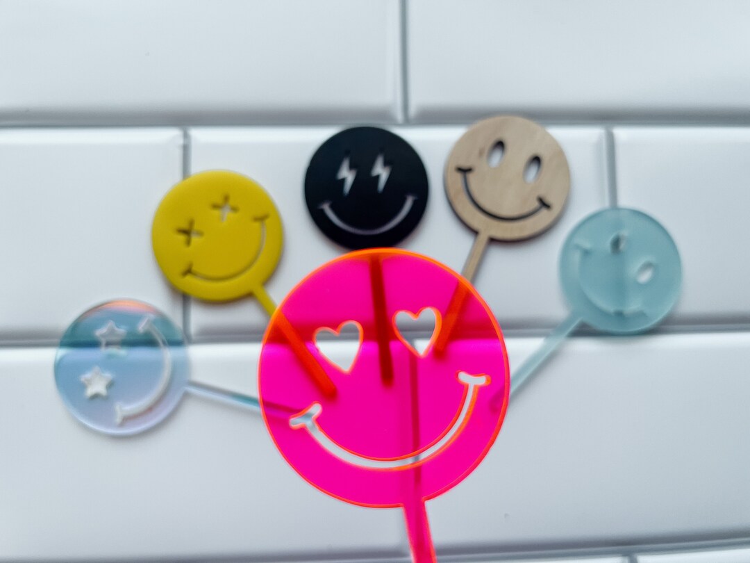 Smiley Face Cupcake Topper Retro Smiley Face Party Decor Happy Face Cup ...
