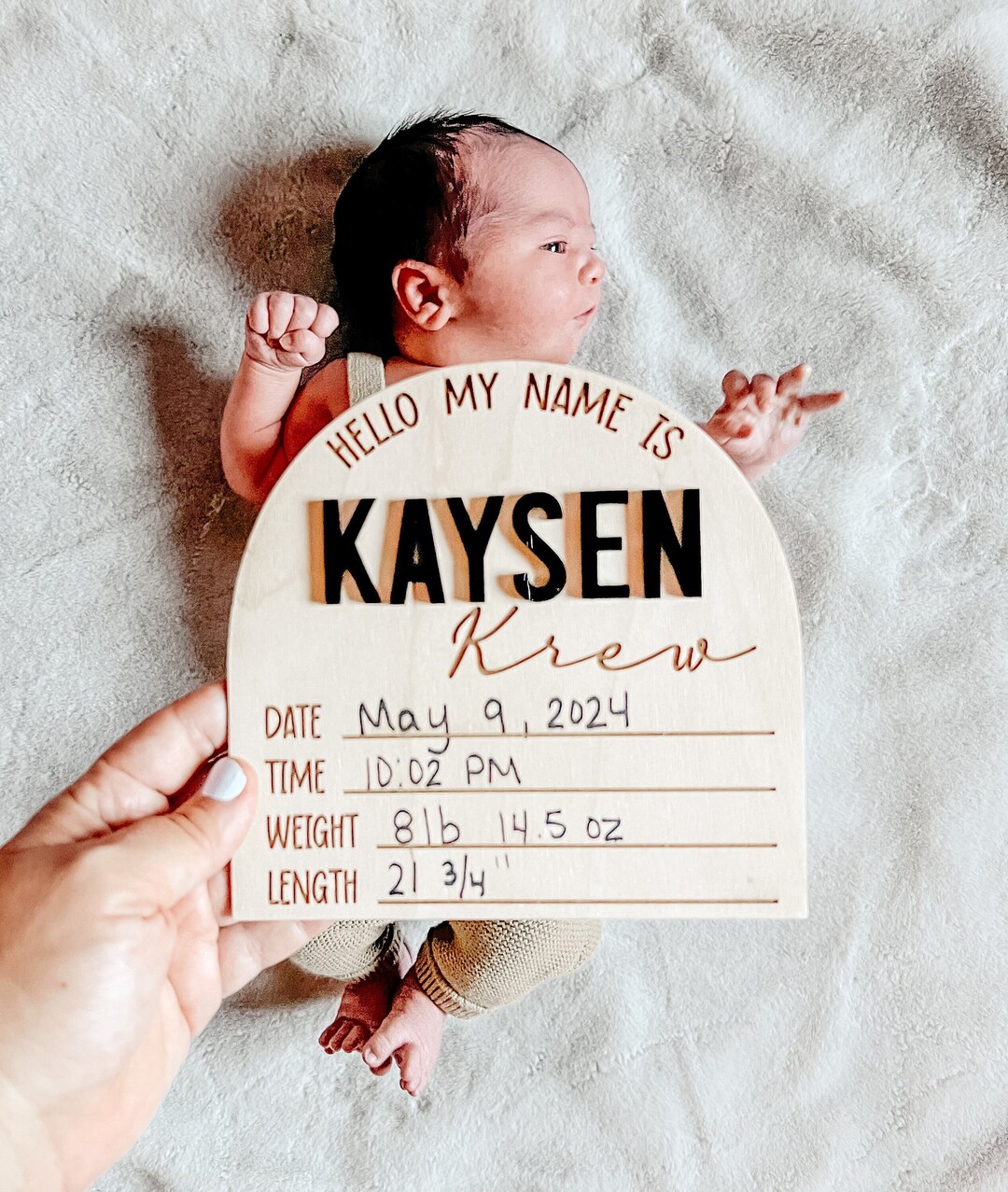 Baby Name Sign for Hospital Birth Stats Sign Wood for Boys Baby Name ...