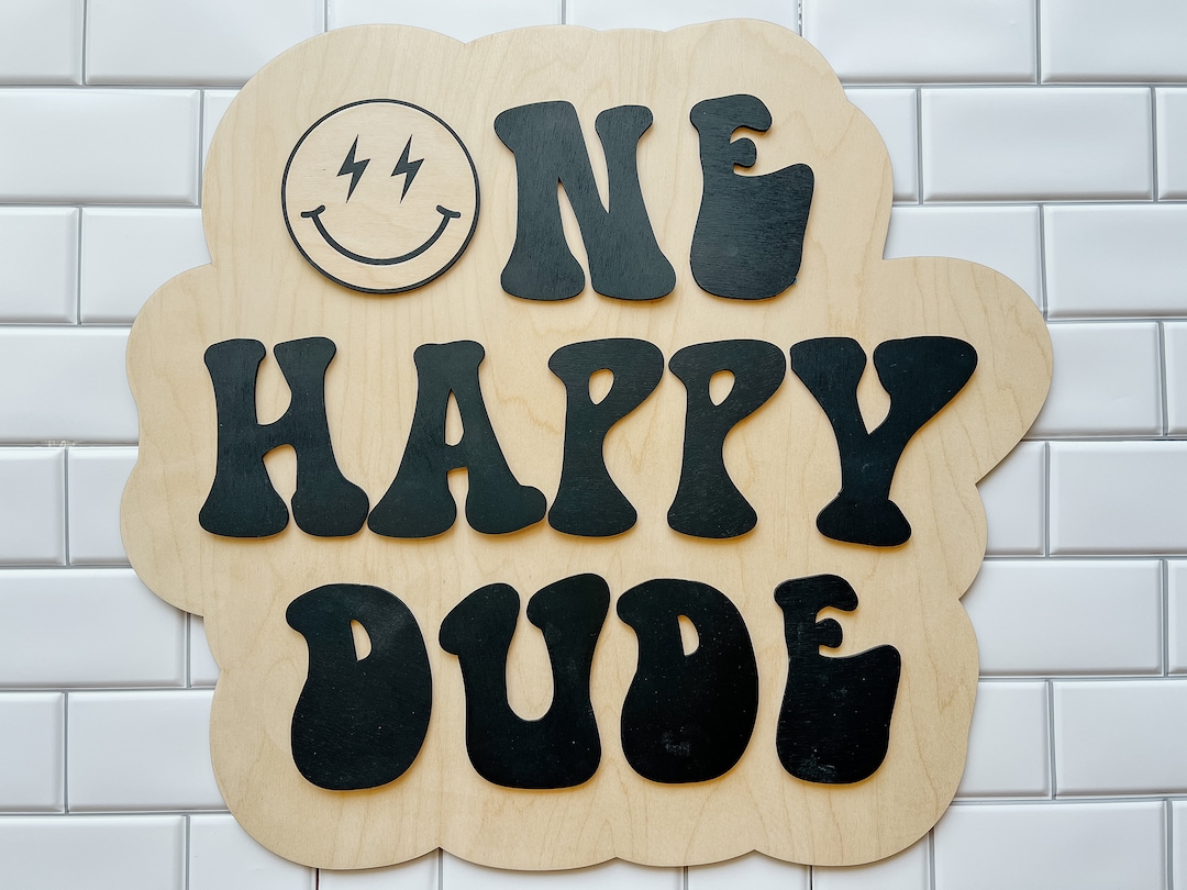 One Happy Dude Neutral Boho Wood Wall Art One Happy Dude Sign Natural ...