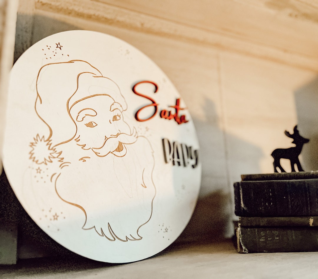 Santa Sign Vintage Style Santa Sign Classic Santa Decor Santa Baby ...
