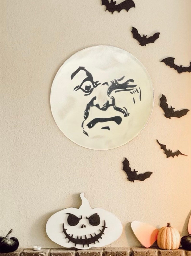 Angry Moon Face Wood Sign, Size Variations Available. Halloween Decor ...