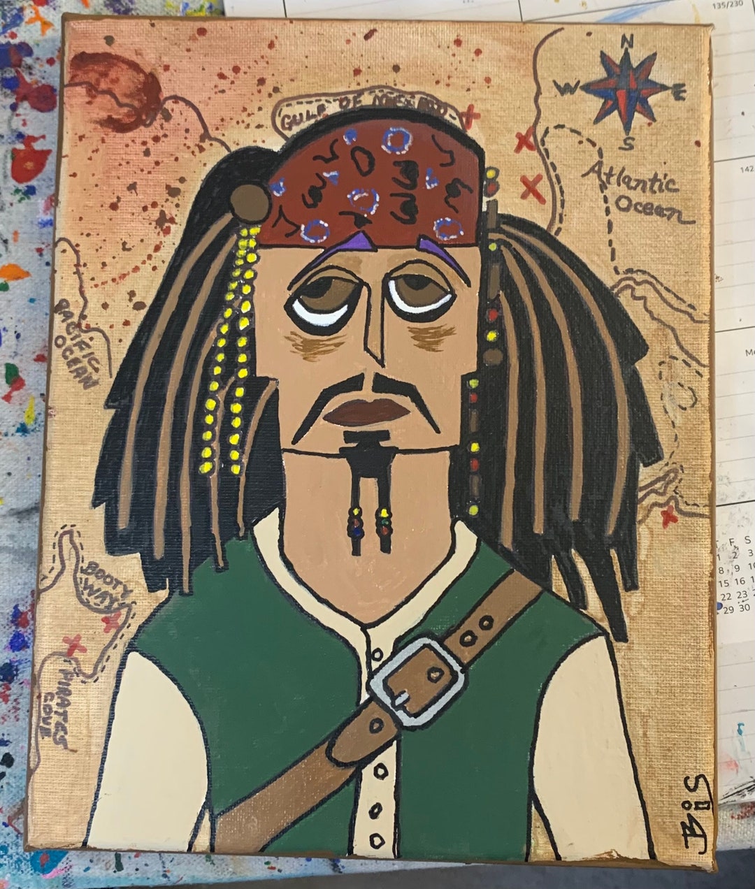 Captain Jack Sparrow 8 X 10 Original Acrylic Abstract Painting on ...