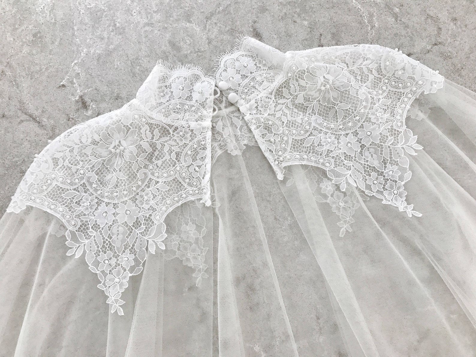 Bridal Cape Beaded Lace Tulle Lace Cape Ivory Boho Cape - Etsy Australia