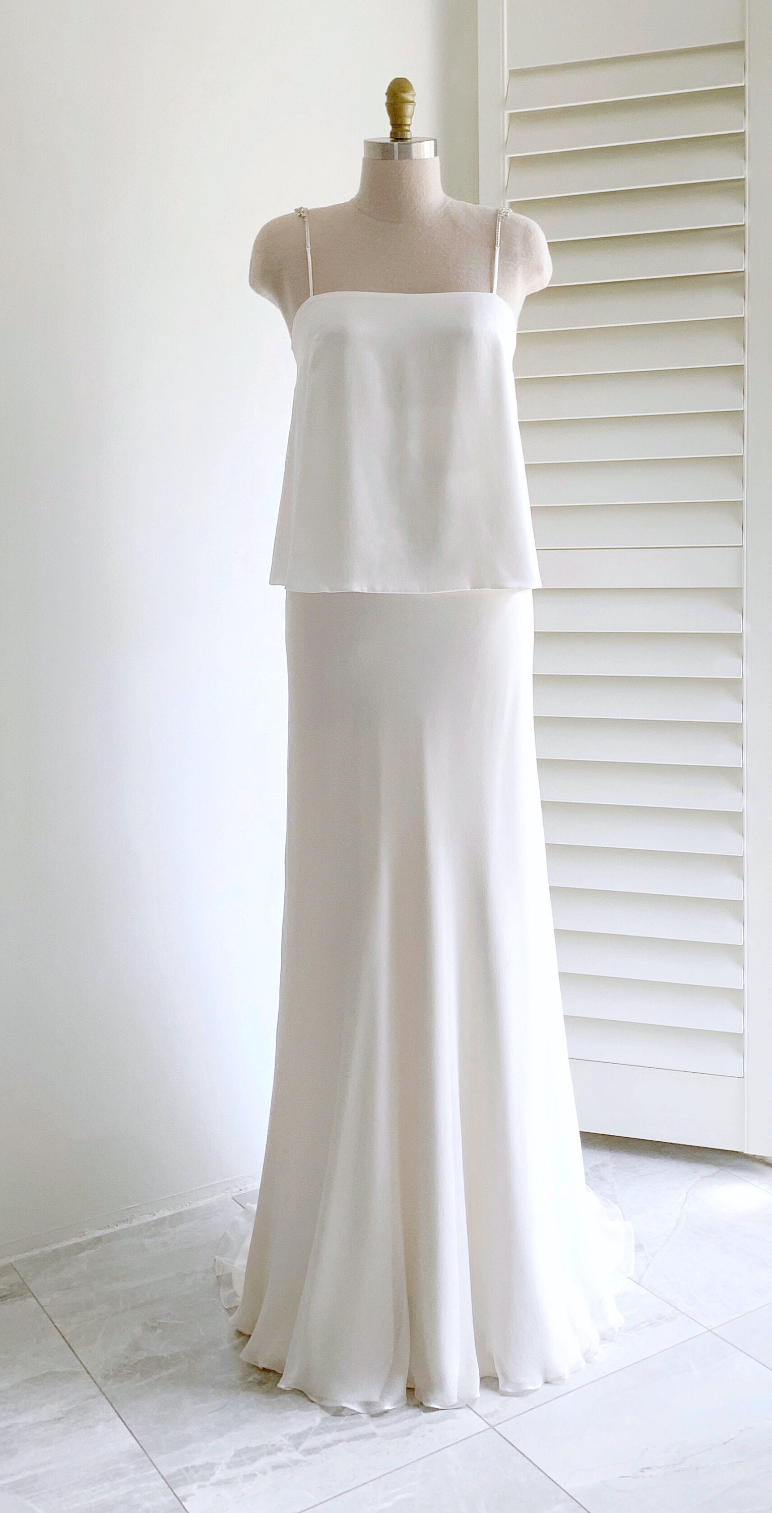 Bridal Silk Satin Cami Top With Thin Rhinestones Straps/ Wedding ...