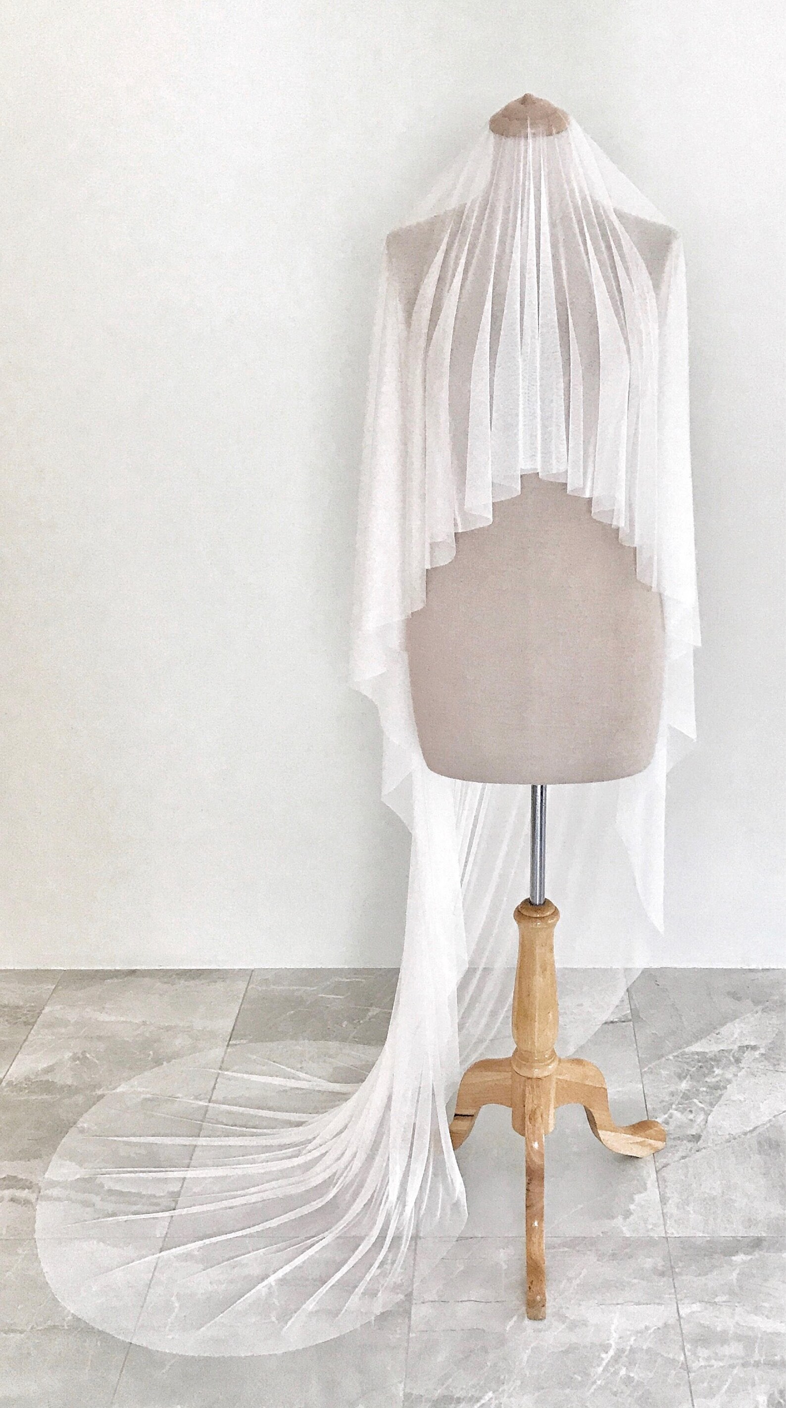 Silk Veil Simple Veil Soft Classic Long Veil Boho Cut Edge Veil Plain ...