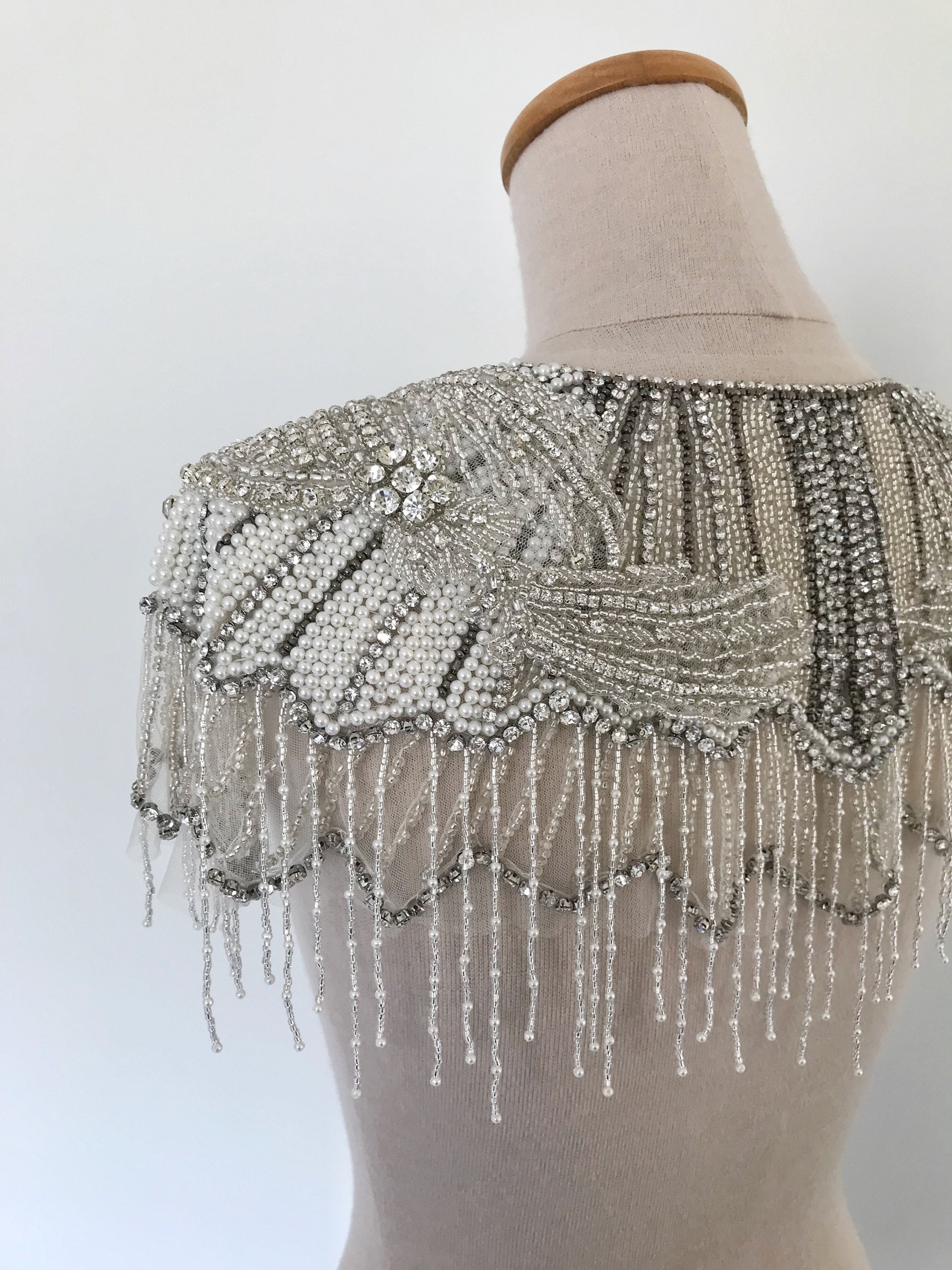 Beaded Bridal Capelet Wedding Cape Bridal Cover up Vintage | Etsy
