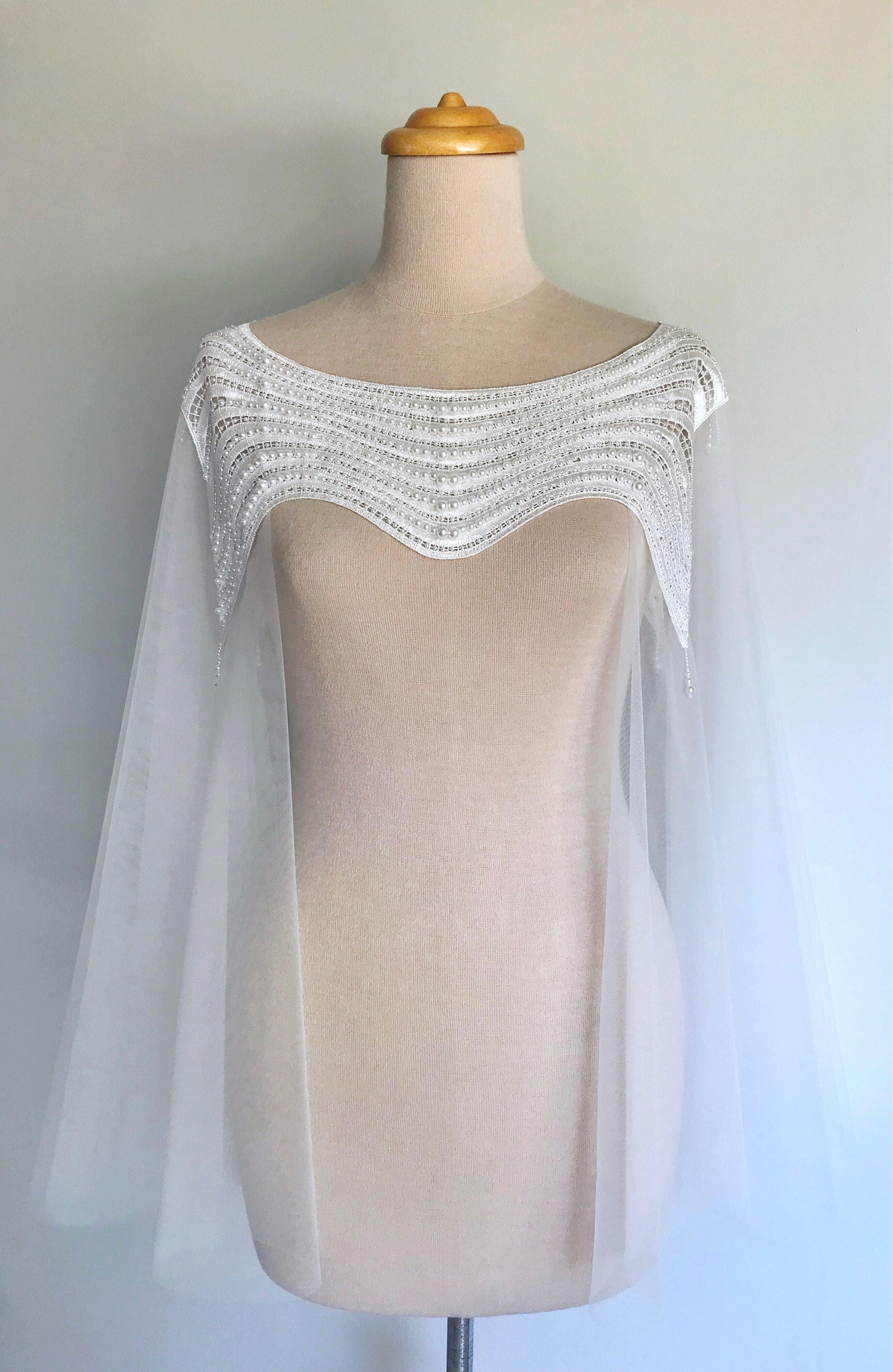 Off white wedding cape Bridal cape Beaded bridal cover up | Etsy