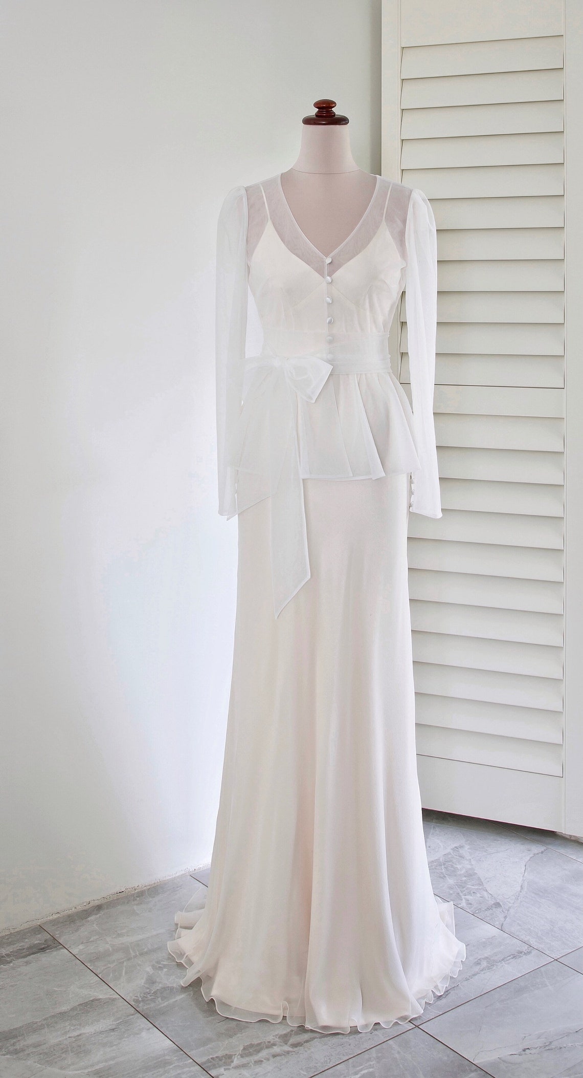 Bridal Tulle Jacket With Long Sleeves and Peplum/wedding Dress | Etsy