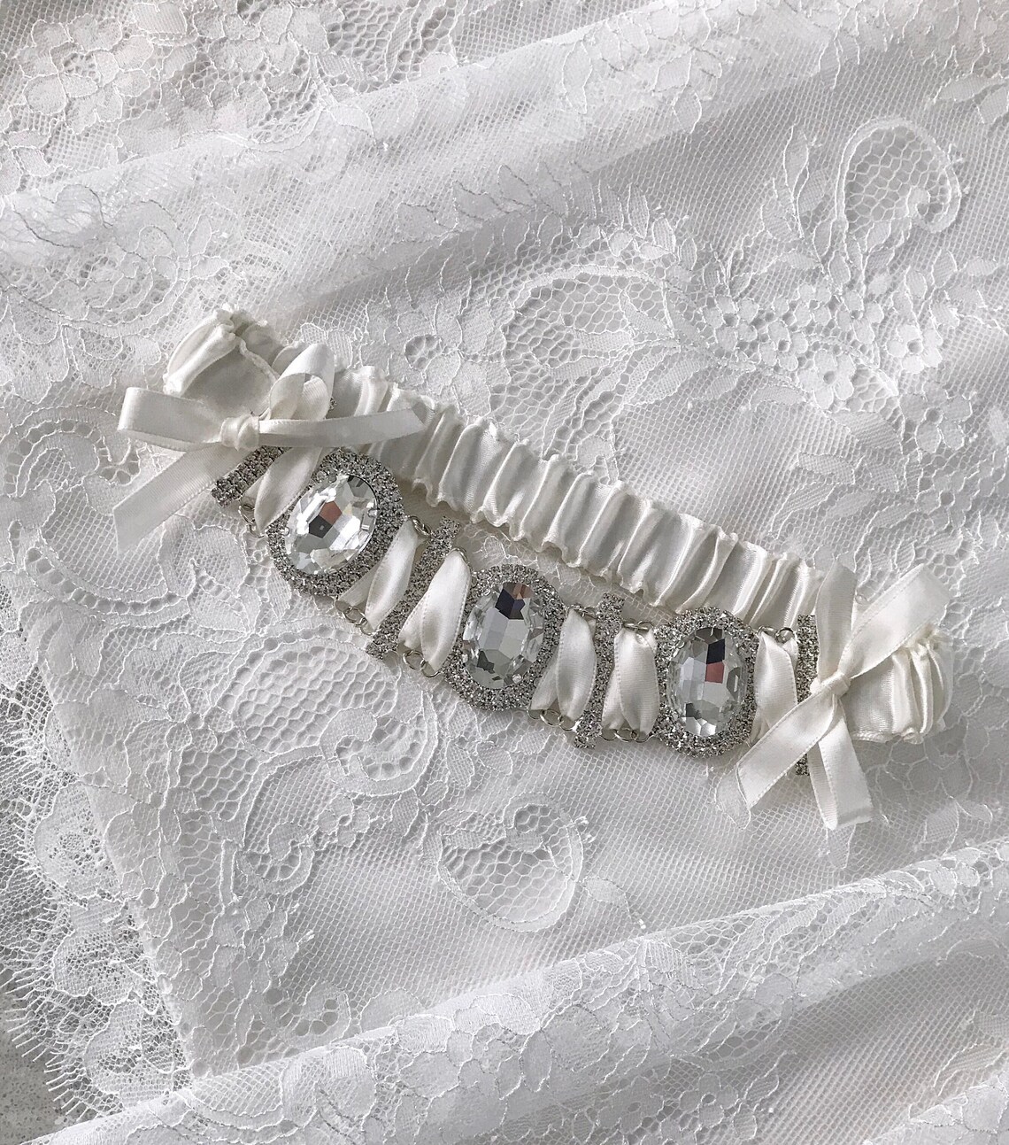 Ivory Wedding Garter Rhinestone Jewellery Handmade Garter - Etsy