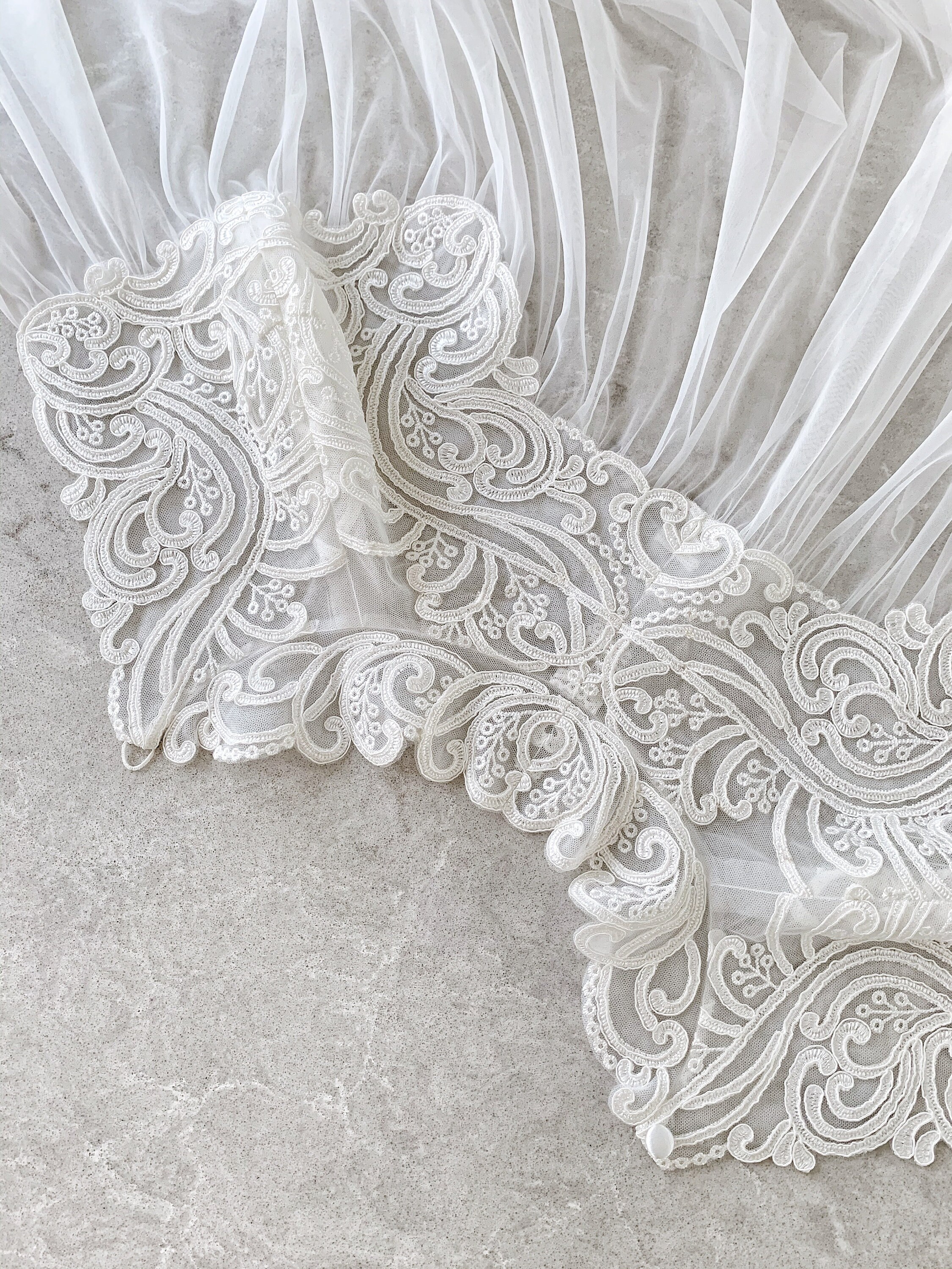 Bridal Long Tulle Cape With Embroidered Lace Appliqués/ - Etsy UK