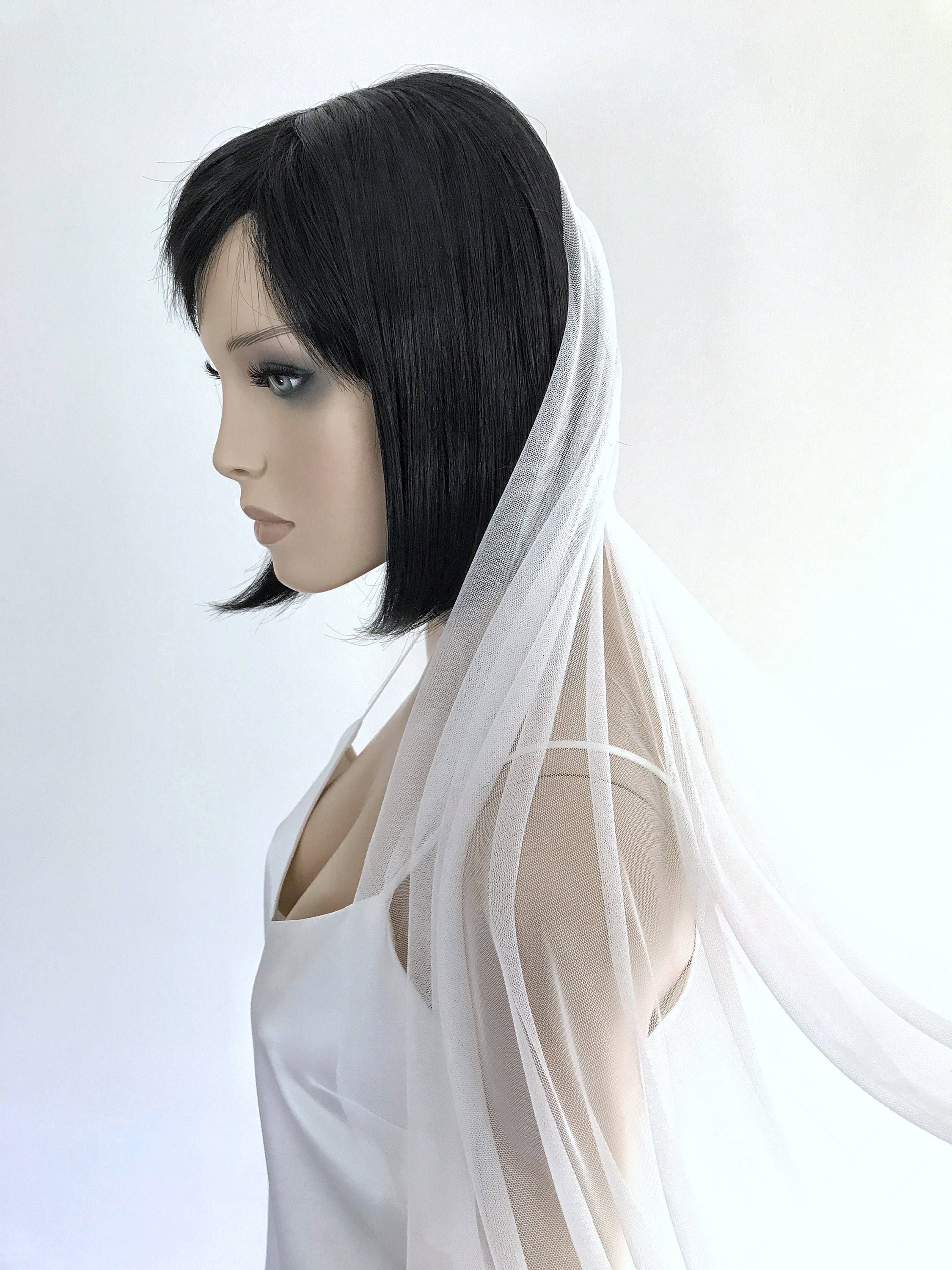Silk Veil Simple Veil Soft Classic Long Veil Boho Cut Edge - Etsy Australia