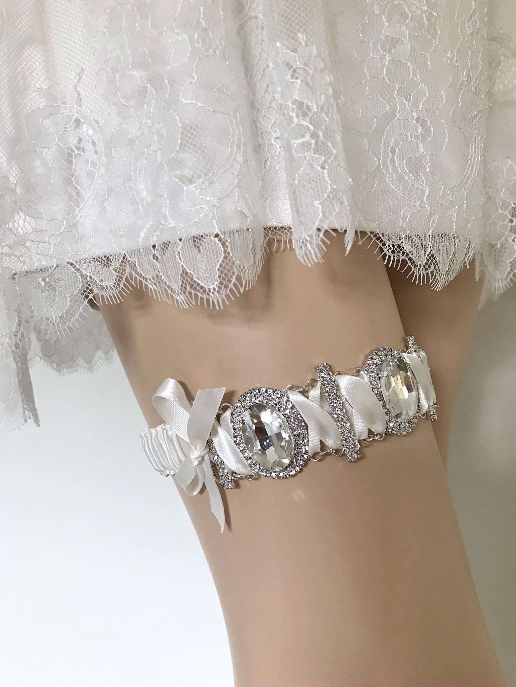 Ivory Wedding Garter Rhinestone Jewellery Handmade Garter - Etsy