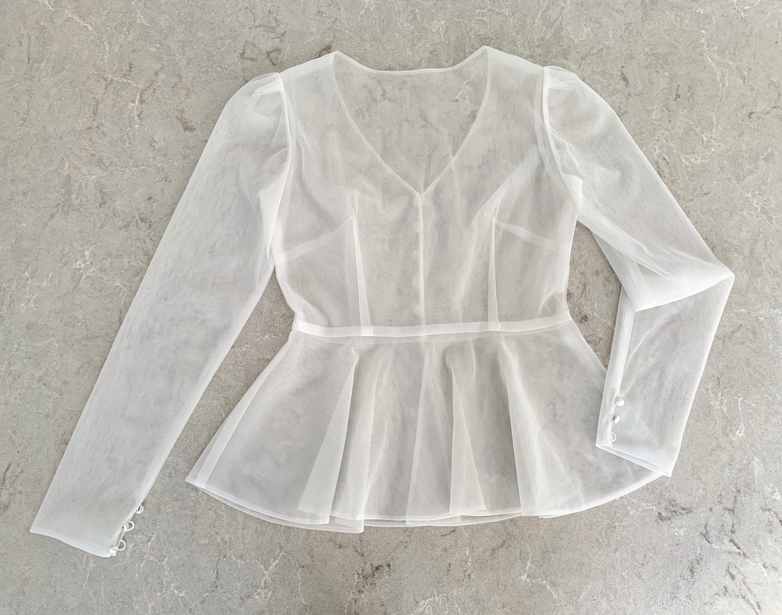 Bridal Tulle Jacket With Long Sleeves and Peplum/wedding Dress Sheer ...