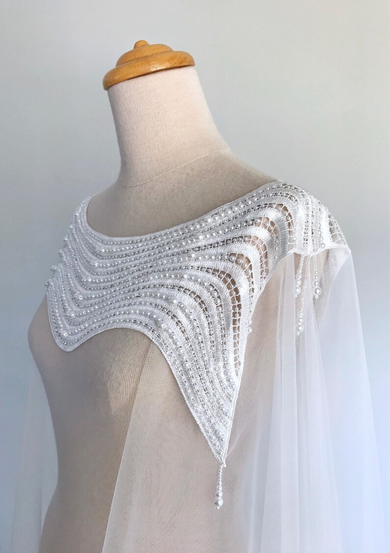 Off white wedding cape Bridal cape Beaded bridal cover up | Etsy