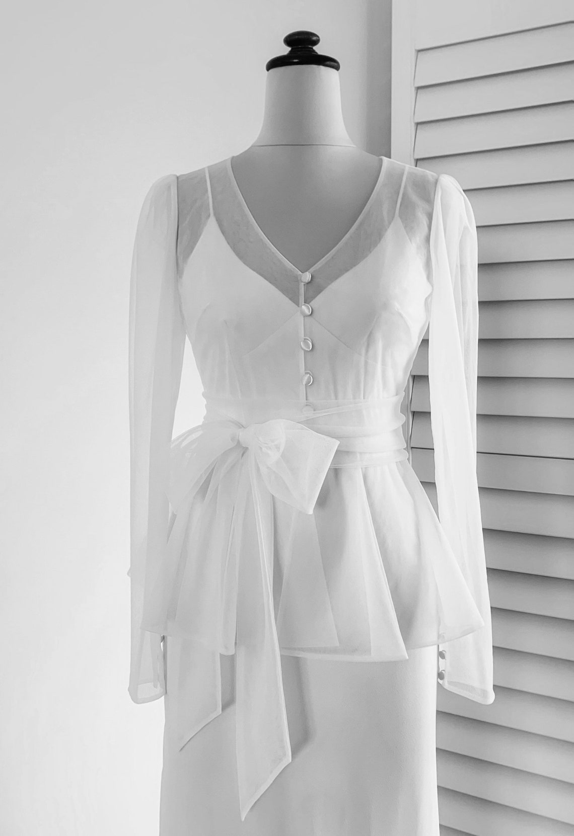 Bridal Tulle Jacket With Long Sleeves and Peplum/wedding Dress - Etsy