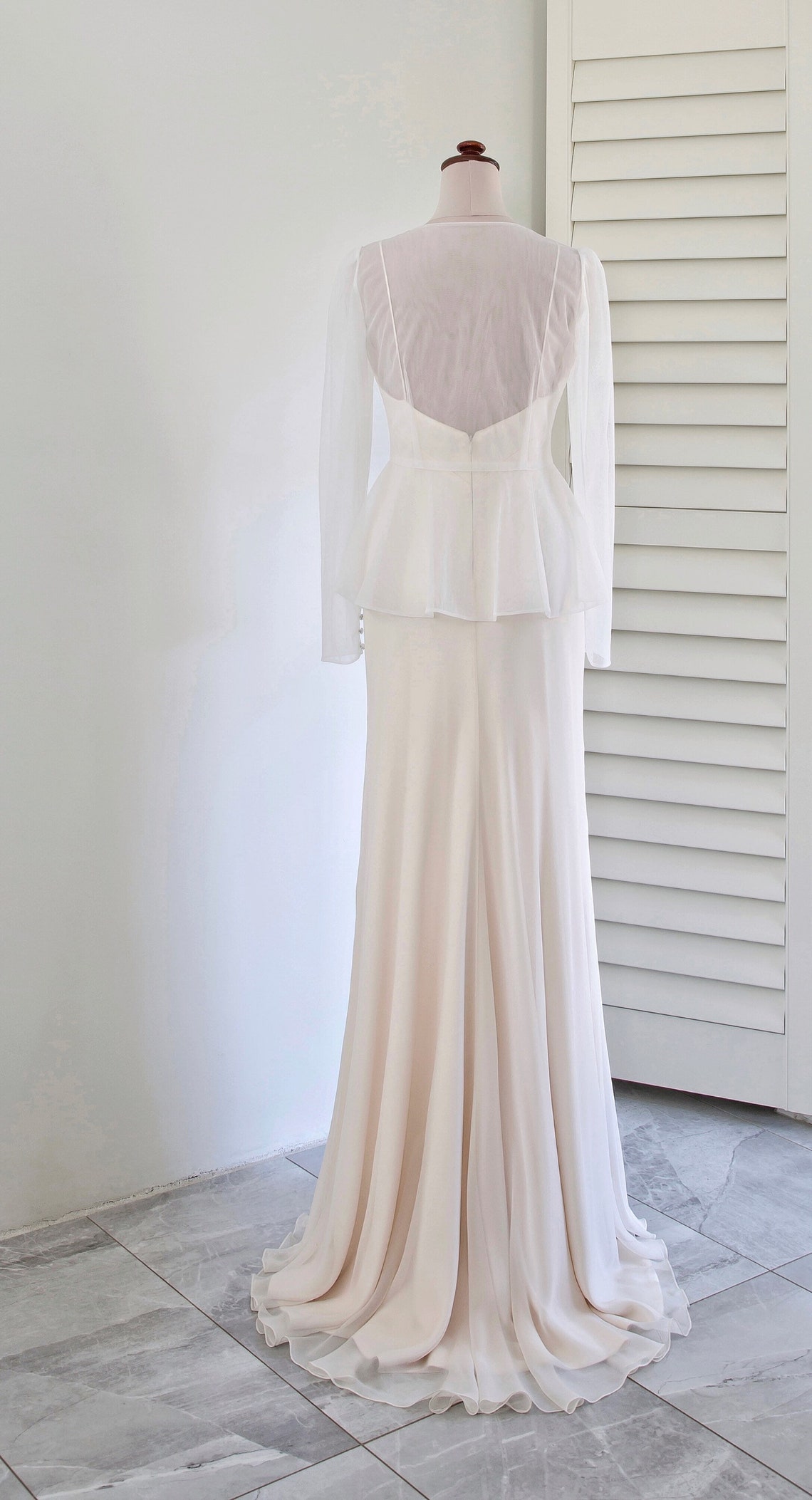 Bridal Tulle Jacket With Long Sleeves and Peplum/wedding Dress | Etsy