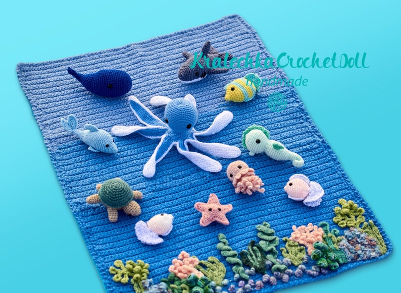 Ocean Theme Baby Play Mat, Under the Sea Baby Gift Set, Ocean Nursery ...