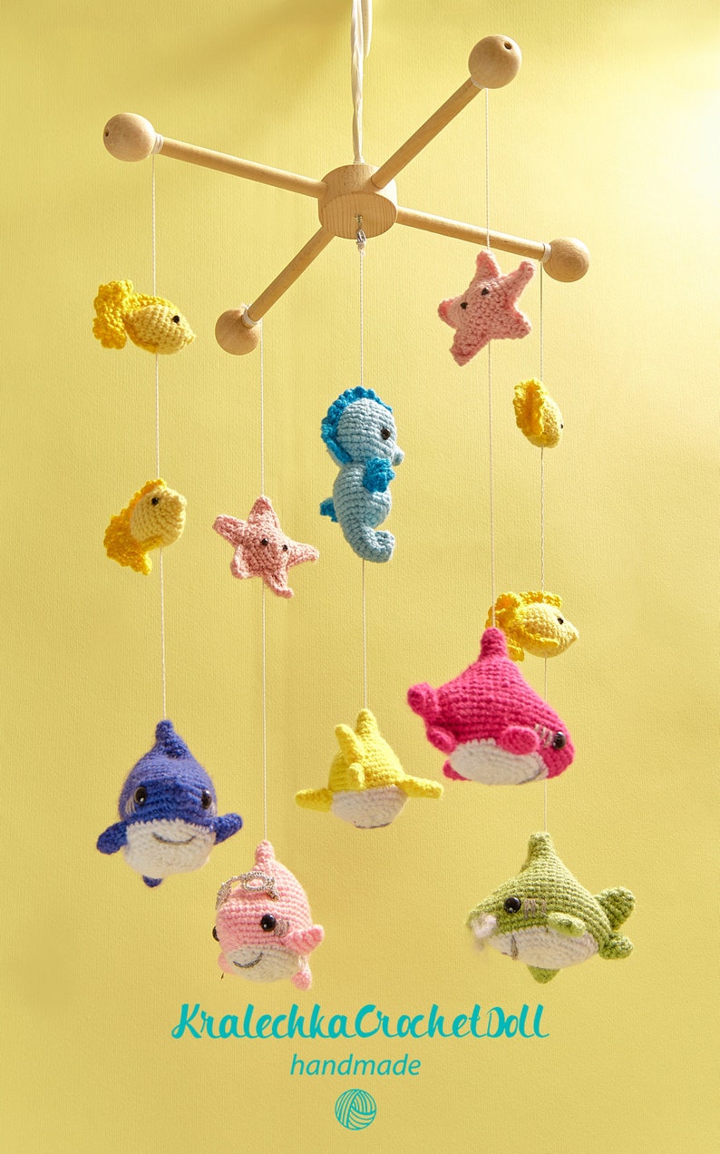 Baby Shark Baby Mobile, Shark Crochet Mobile, Ocean Mobile Baby - Etsy