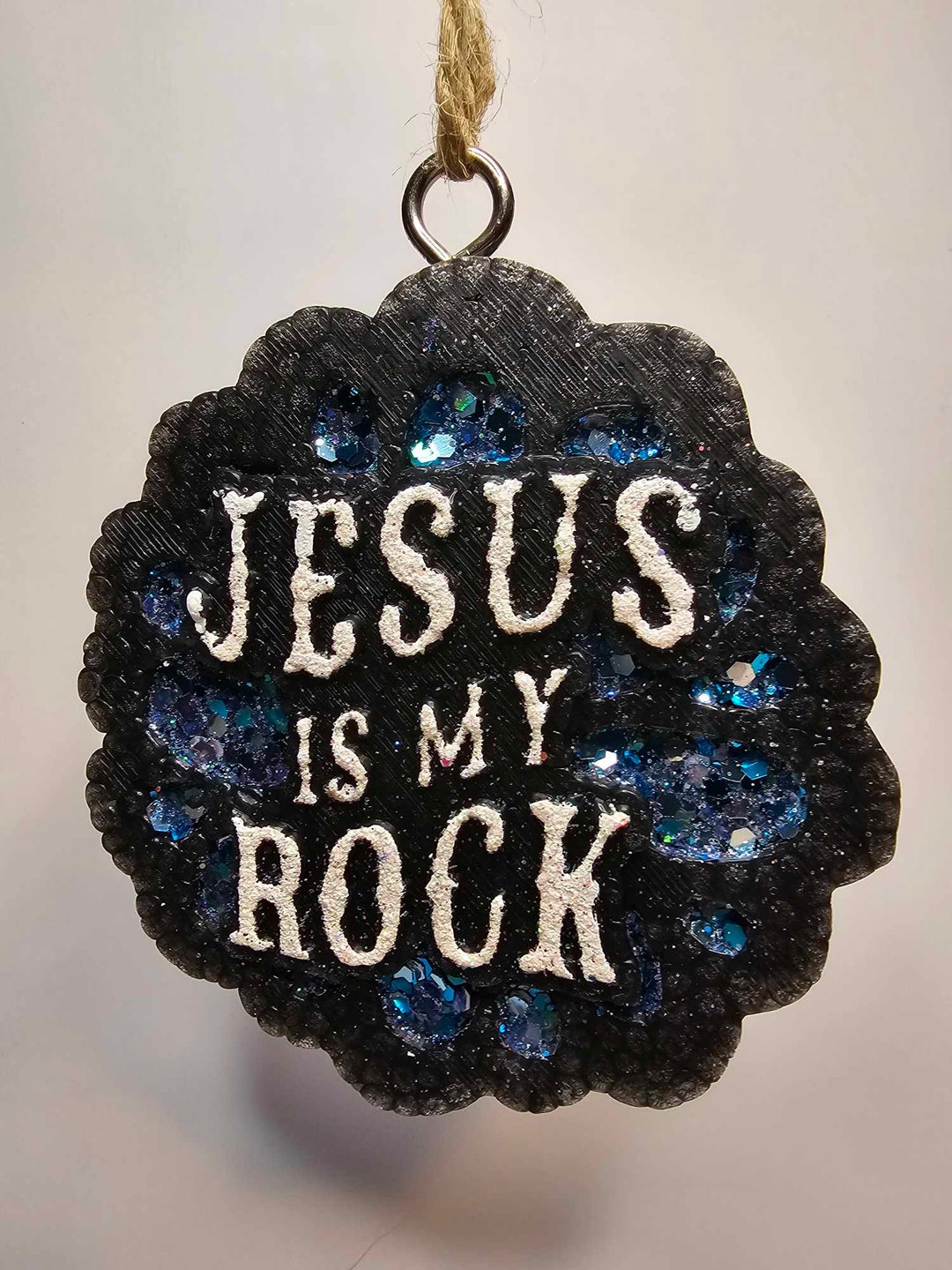 Jesus is My Rock Chunky Glitter Turquoise Squash Blossom Freshie - Car ...
