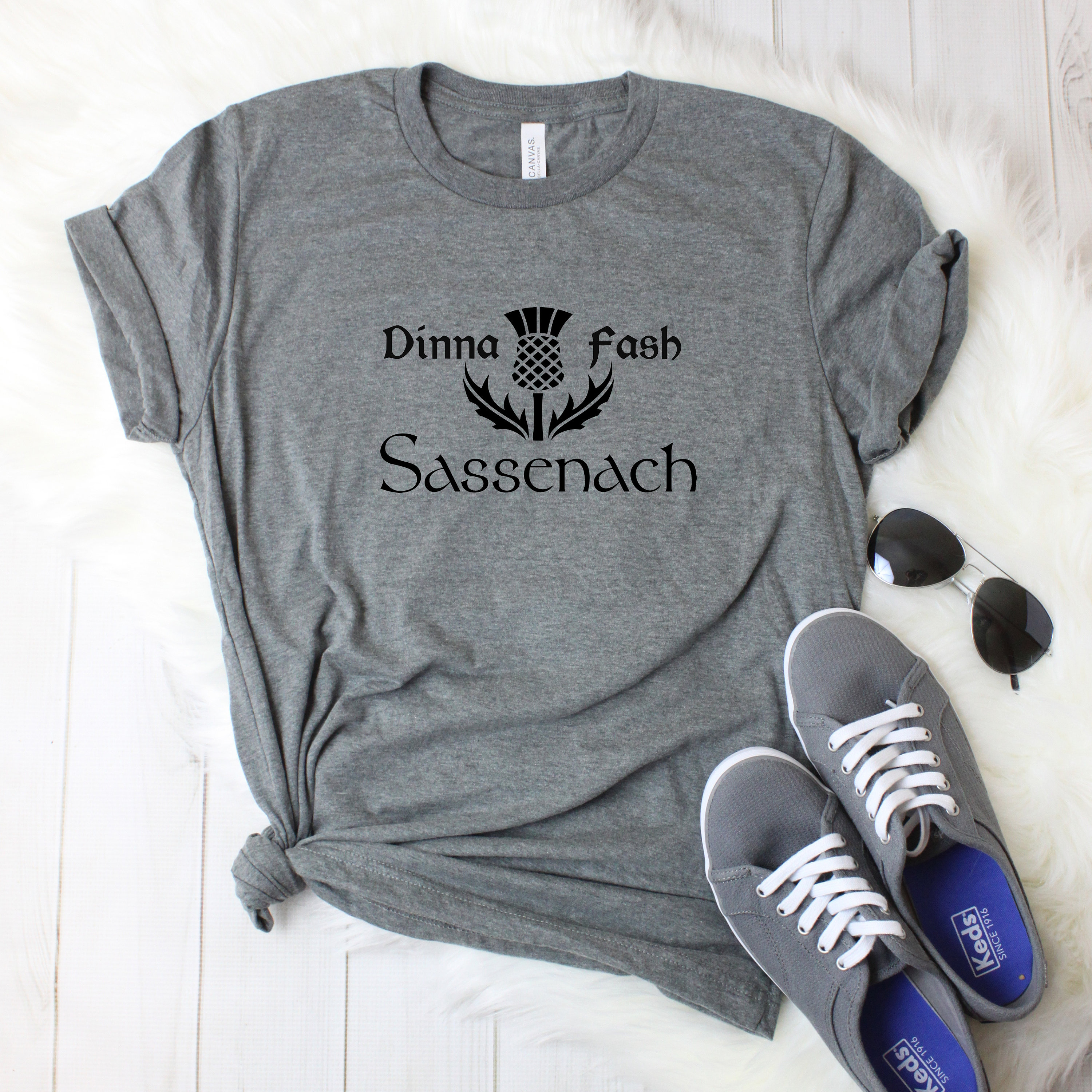 Dinna Fash Sassenach with Thistle Outlander Scottish | Etsy
