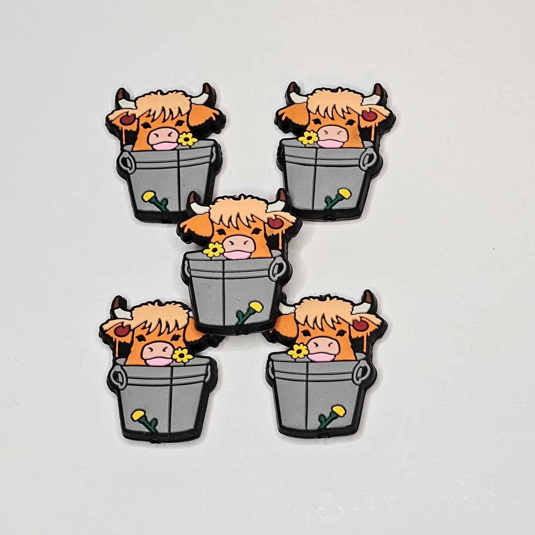 5 Pack Tubby the Highland Cow Silicone Focal Bead Buddy, Beading ...