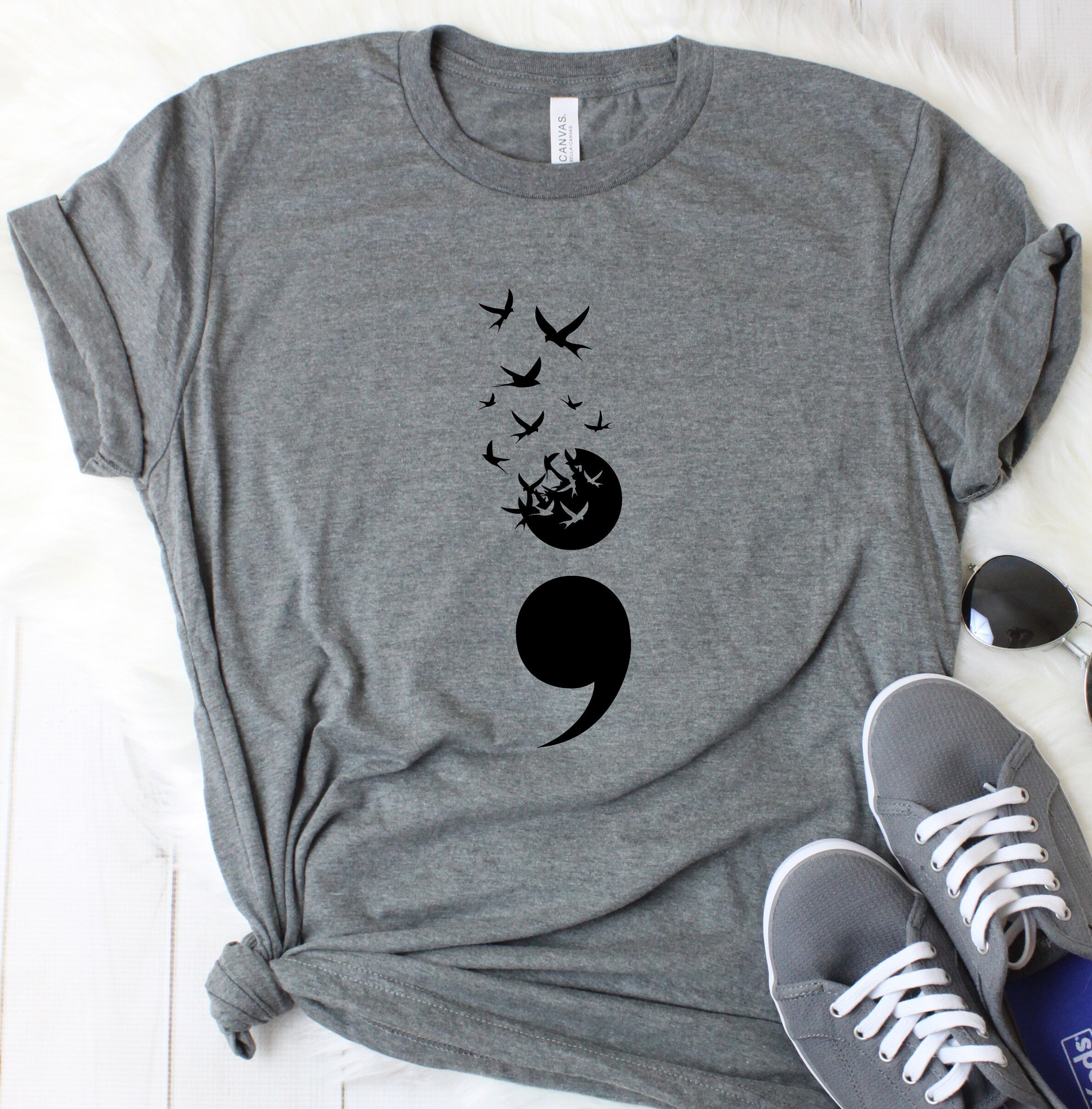 Semicolon Birds Keep on Going My Story is Not Over - Etsy