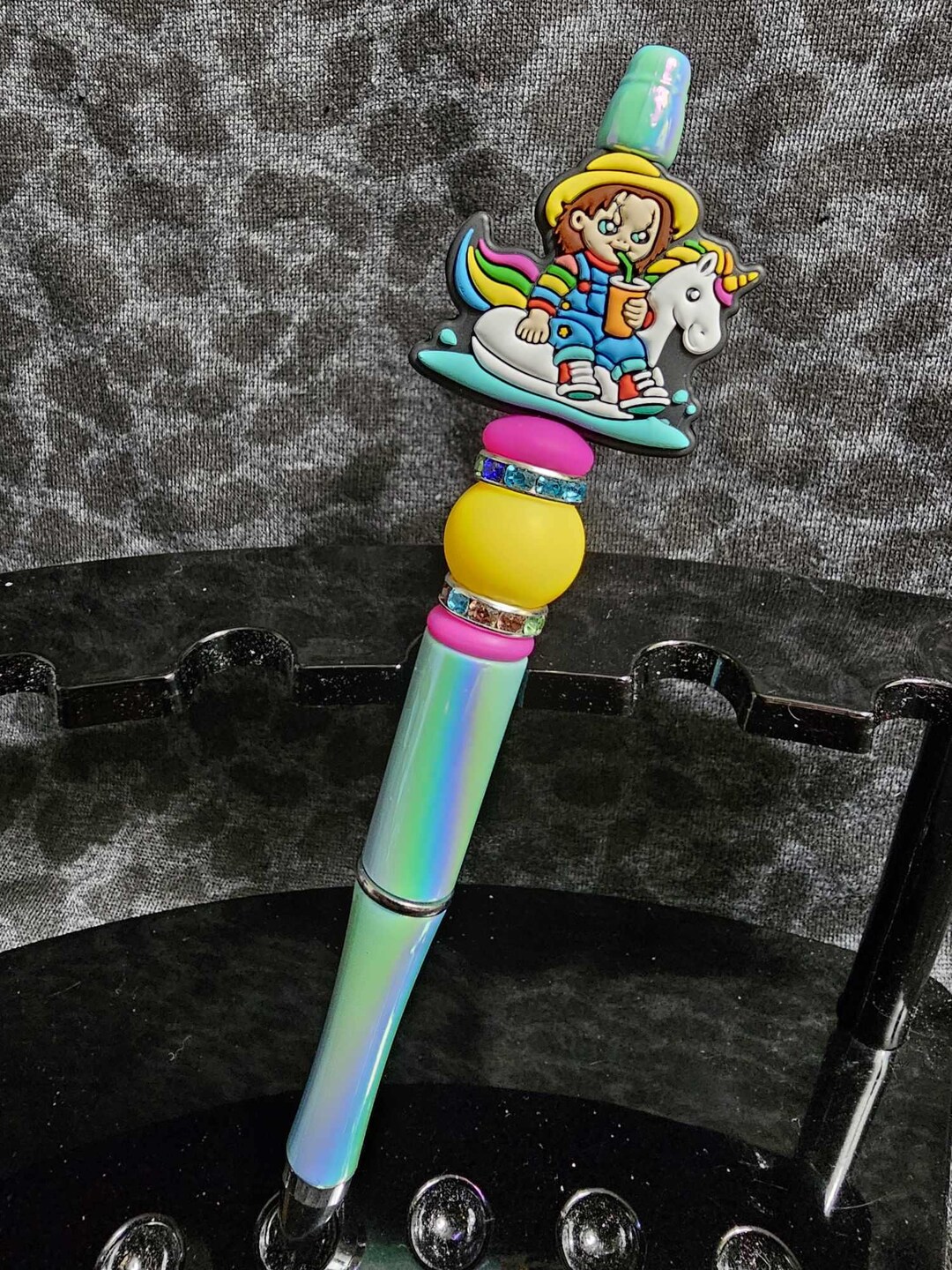 Chucky Doll on Float Beaded Pen With Silicone Beads, Rainbow Unicorn ...