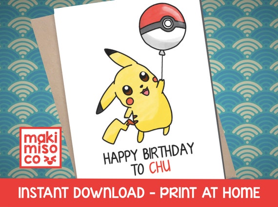 Pikachu Happy Birthday Card
