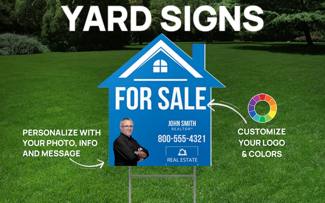House Shaped Real Estate Sign Stakes Included Custom Printed Yard Signs ...