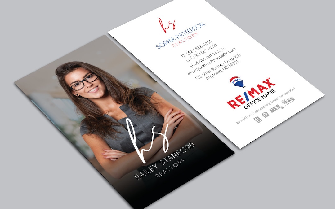 RE/MAX Business Card - Realty Card Design - Realtor Business Card With ...