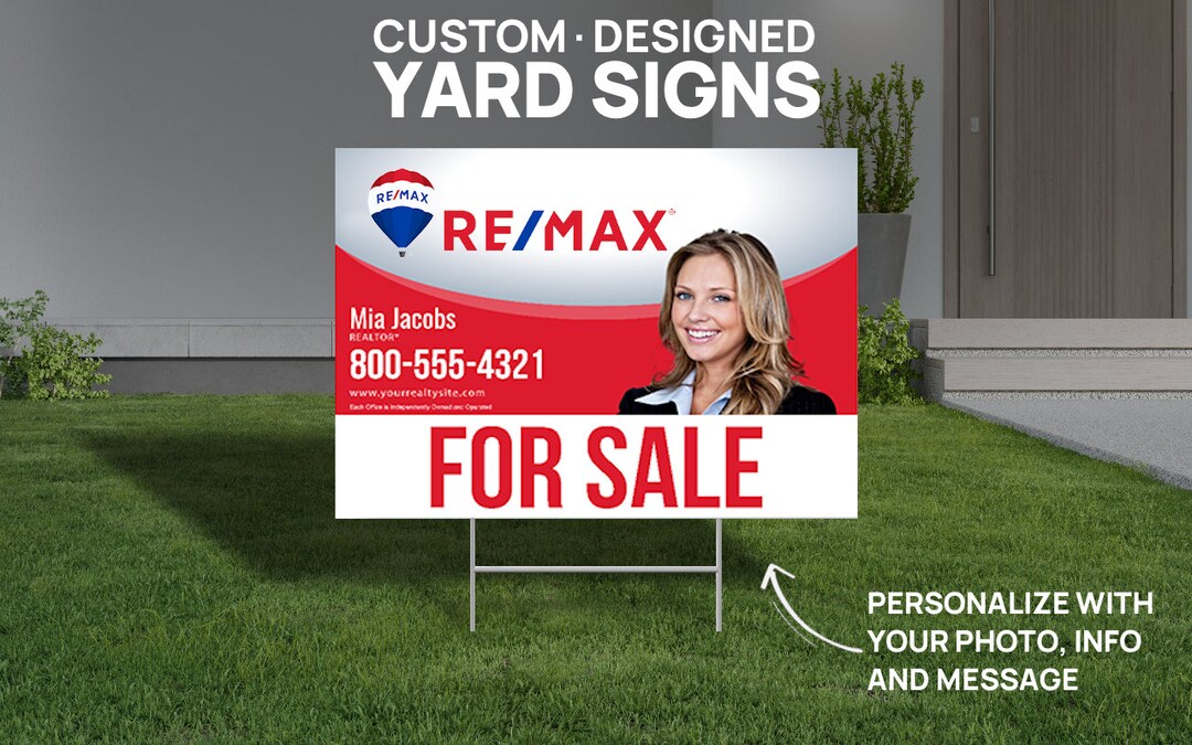 REMAX Yard Sign 18x24 FREE Metal Stakes Included Custom REMAX Yard ...