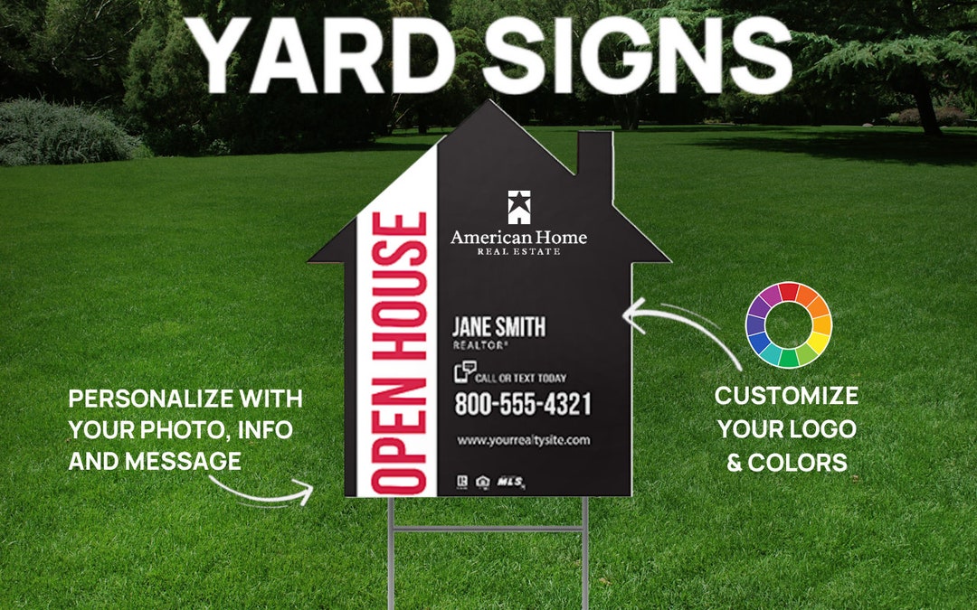 Custom Real Estate House Sign - Stakes Included - Custom Printed Yard ...