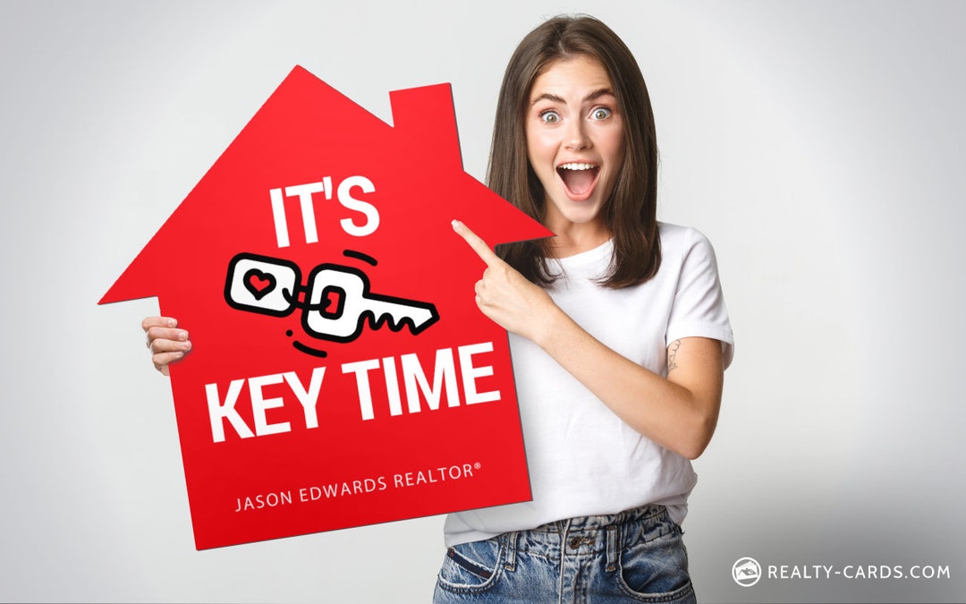 Real Estate Prop - "it's Key Time" Sign - House Shaped - 23"x23" - Etsy