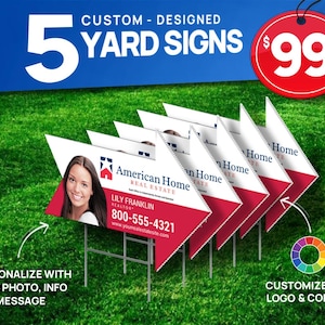 Directional Real Estate Yard Signs - FREE Metal Stakes Included - 5 ...