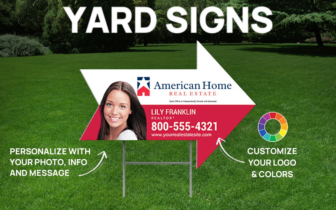 Directional Real Estate Yard Signs - FREE Metal Stakes Included - 10 ...