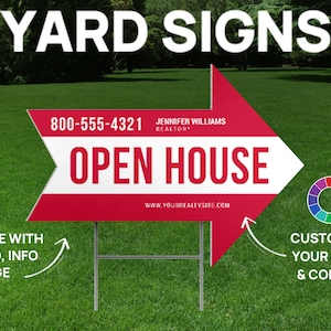 Directional Real Estate Yard Signs - FREE Metal Stakes Included - 5 ...