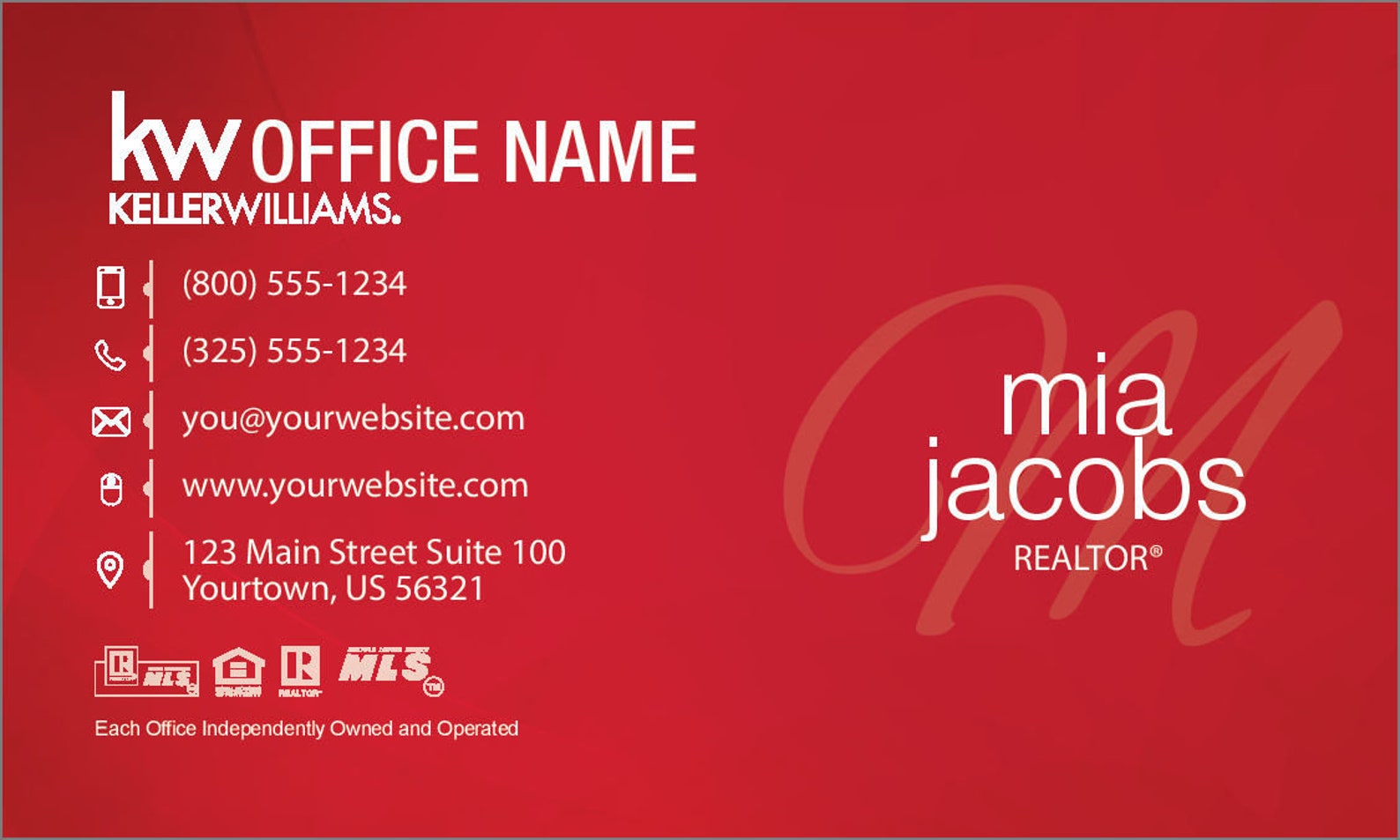 Keller Williams Business Card - Real Estate Broker Card Design - Agent ...