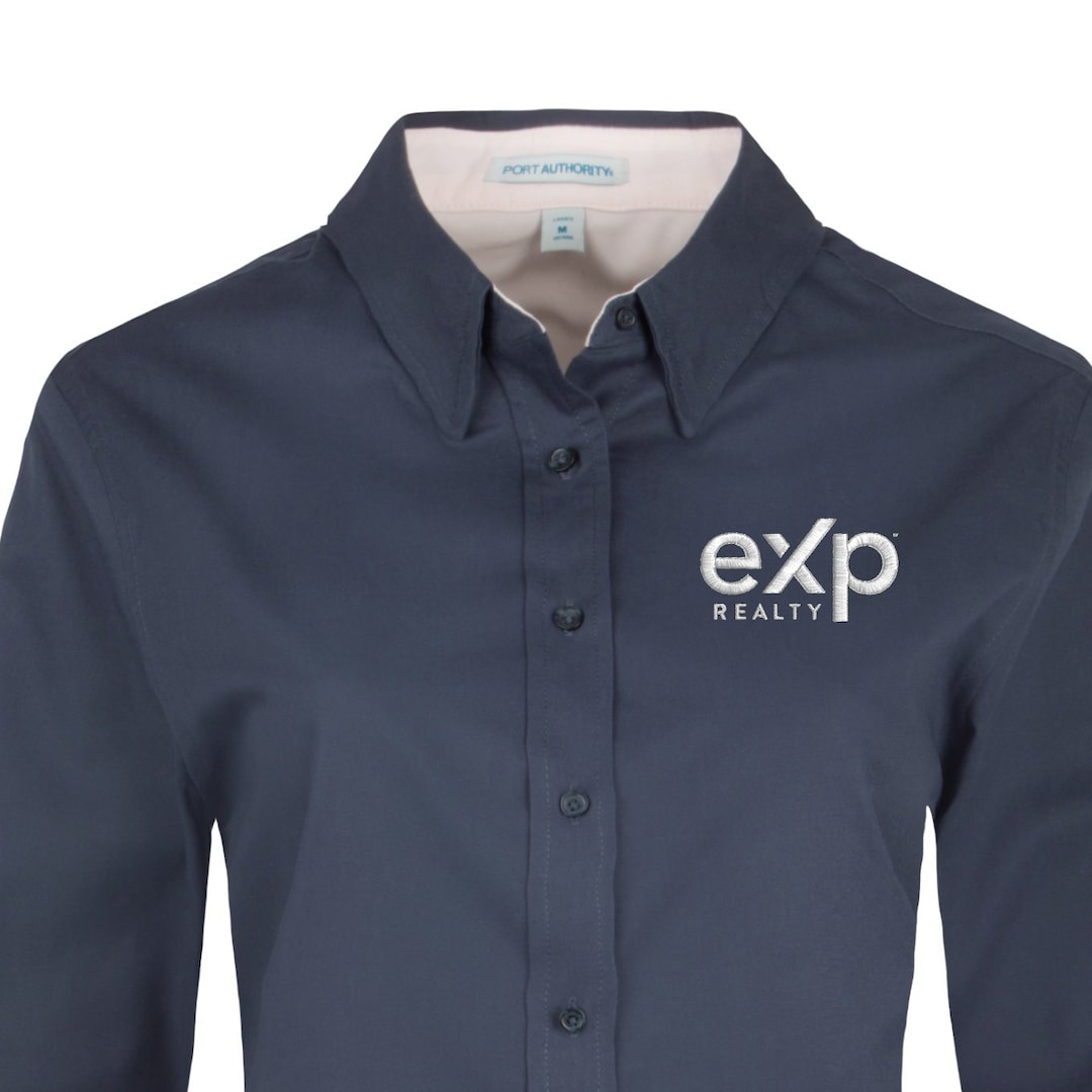 Exp Luxe Woven Shirt for Women | Embroidered Logo | Premium Button Down ...