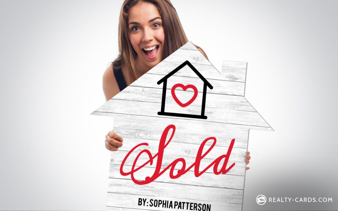 Real Estate Prop House Shape Sold By Sign | Etsy