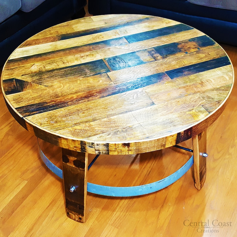 WINE BARREL Head CENTER Coffee Table Rustic Furniture Home Decor Side ...