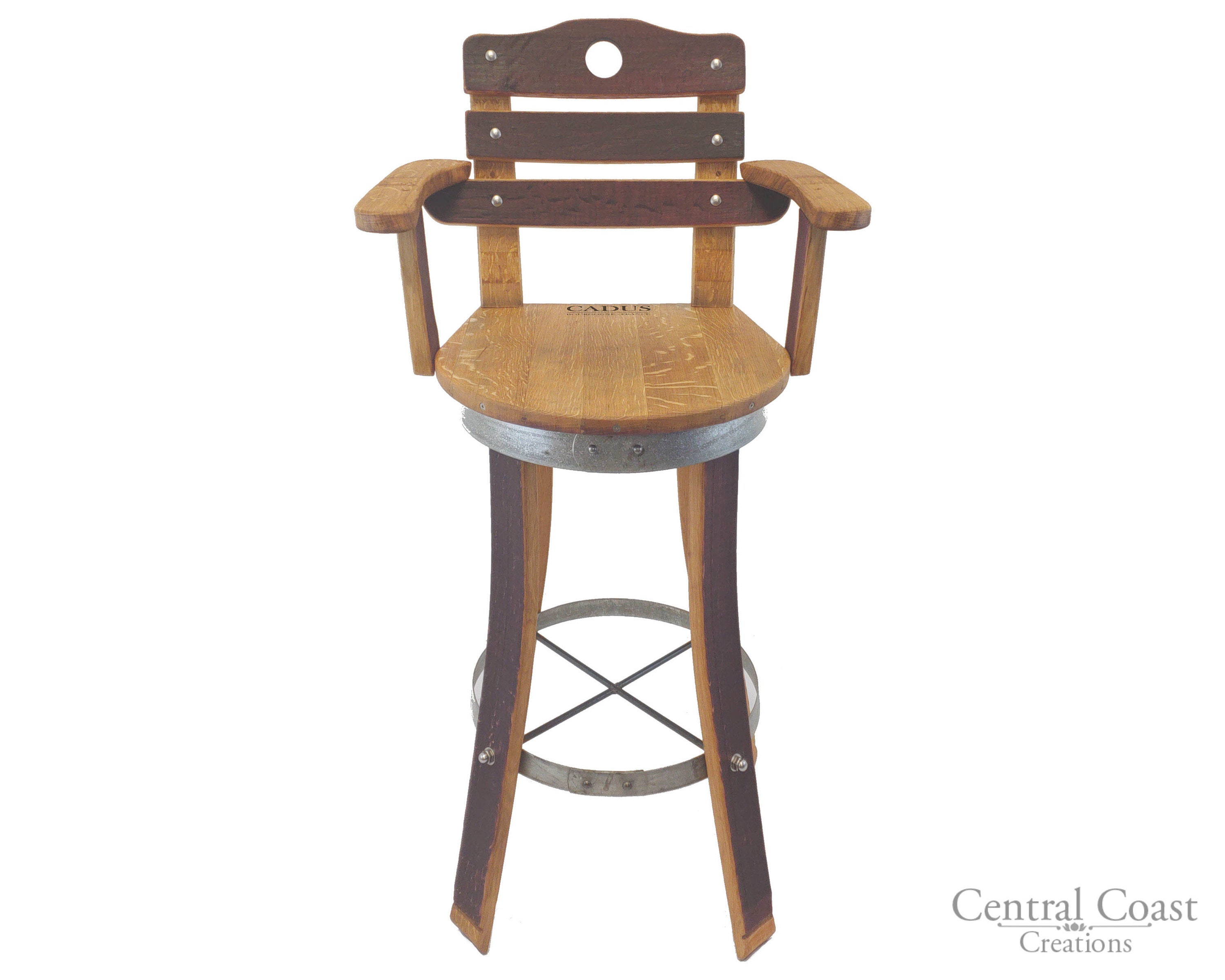 Swivel Top Wine Barrel Stool W/ Stave Back 24" 26" 30" Sit Height ...