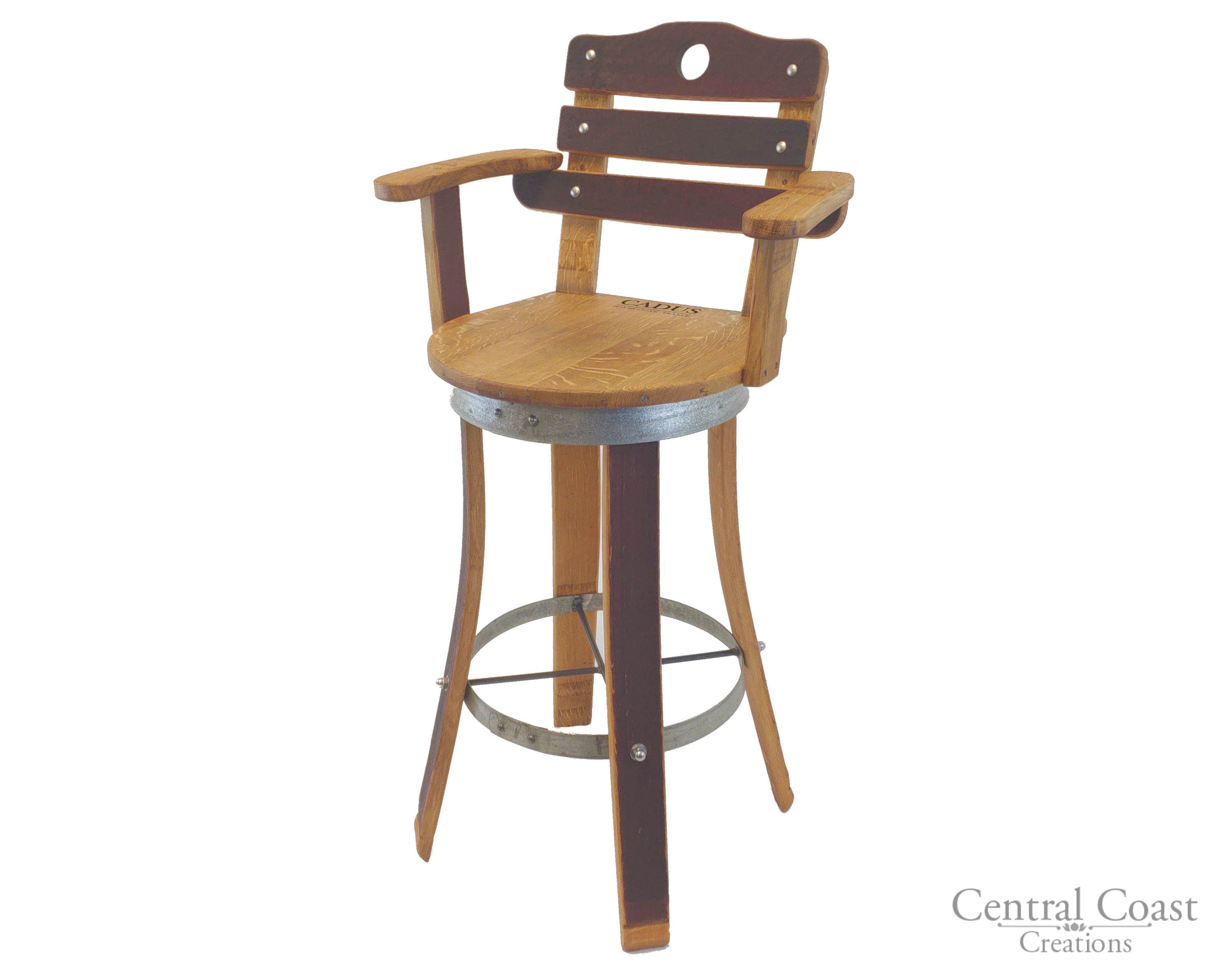 Swivel Top Wine Barrel Stool W/ Stave Back 24" 26" 30" Sit Height ...