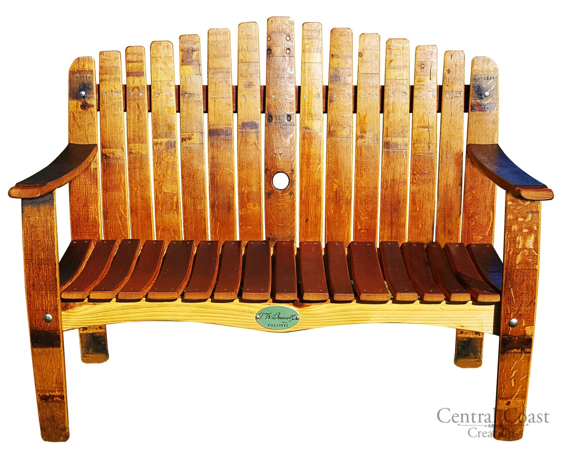 WINE BARREL Stave Garden Bench Rustic Furniture Home Decor | Etsy