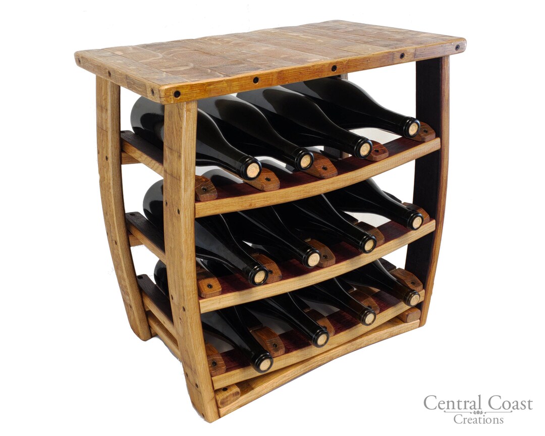 Wine Barrel Furniture Table Top Wine Rack 12 Bottle Rustic Home Decor ...