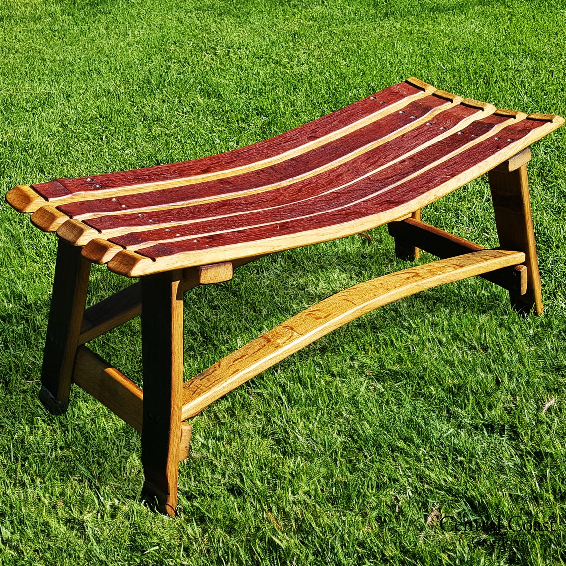WINE BARREL Stave Small Garden Bench W/O Backrest Rustic - Etsy